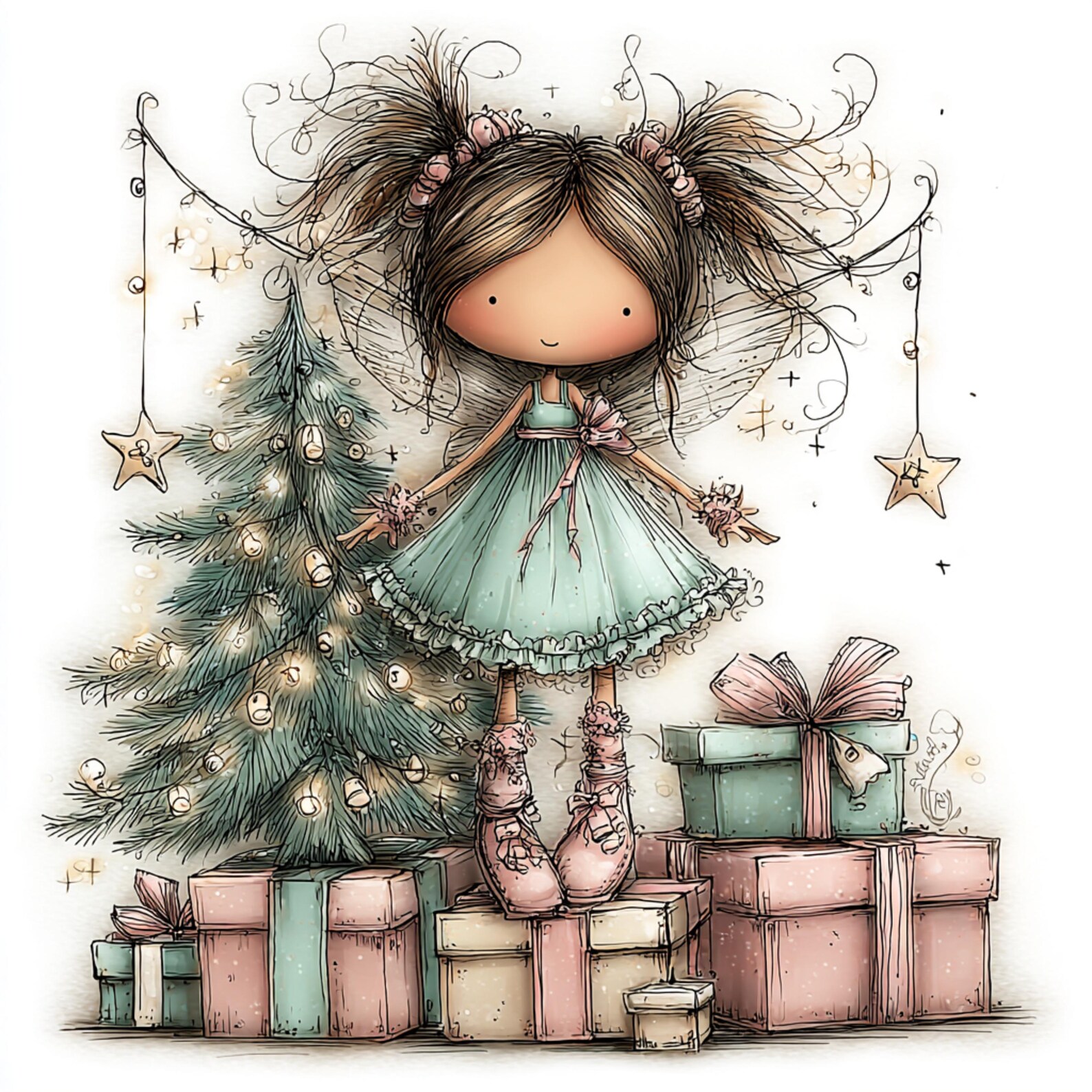 16 PNG Holiday Fairy Clipart Christmas Little Girl Christmas Cartoon ...