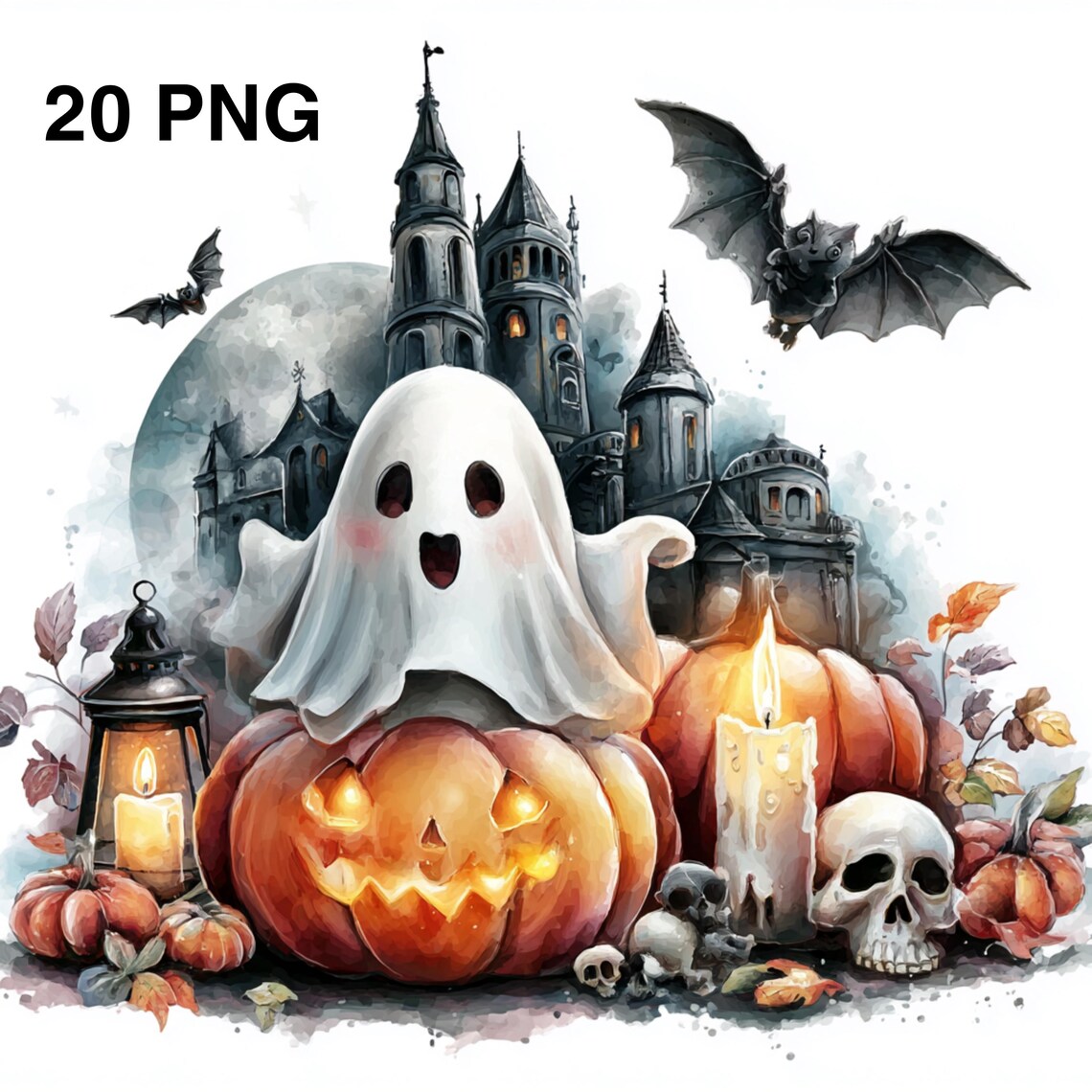 20 PNG Watercolor Happy Halloween Clipart Halloween Illustration ...