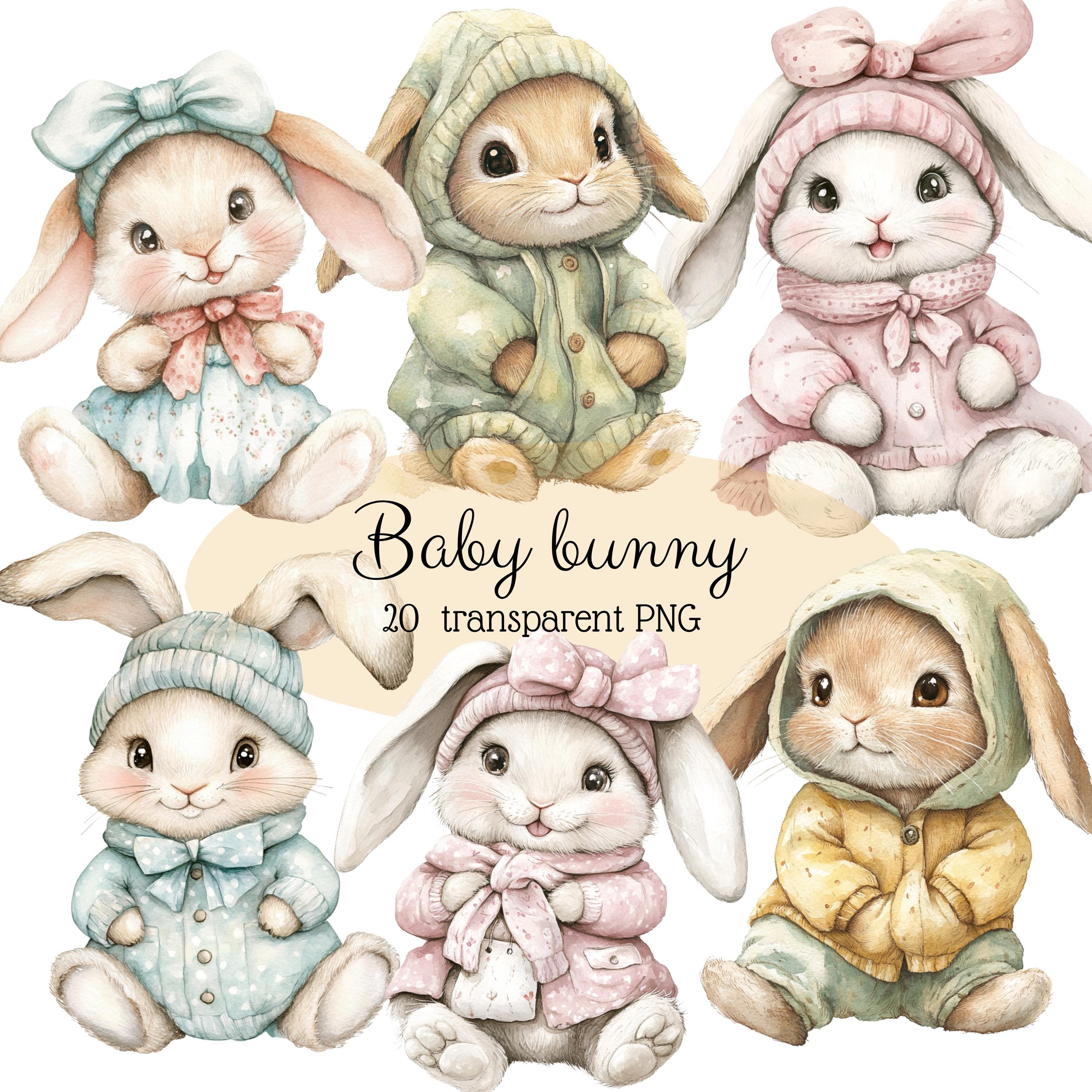 20 PNG Watercolor Baby Banny Clipart Cute Babby Animal Clipart Baby ...