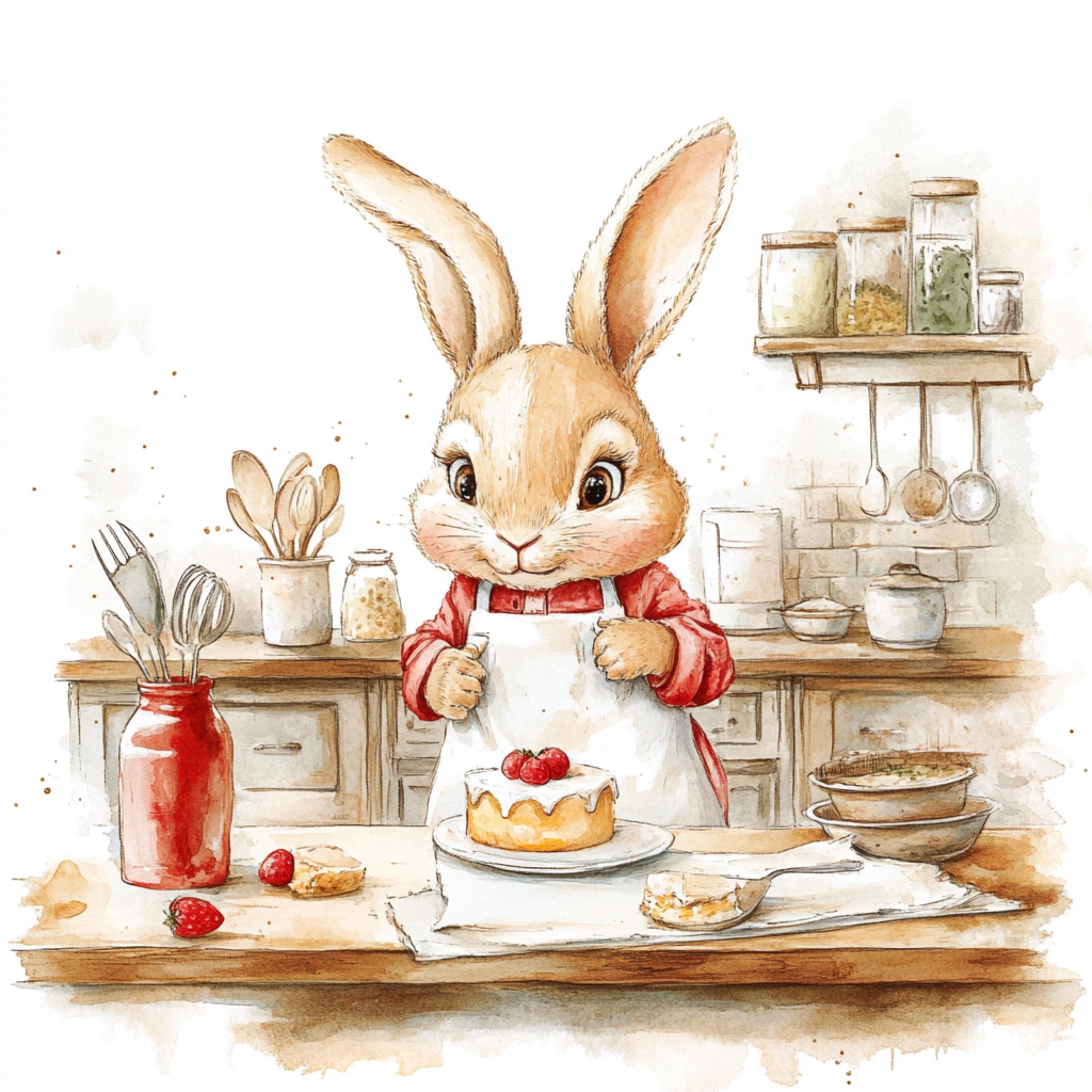 18 PNG Watercolor Bunny Chef Clipart Bunny Baking Cooking Watercolor ...