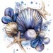 16 PNG Blue Watercolor Starfish Clipart Printable Seashell Underwater ...