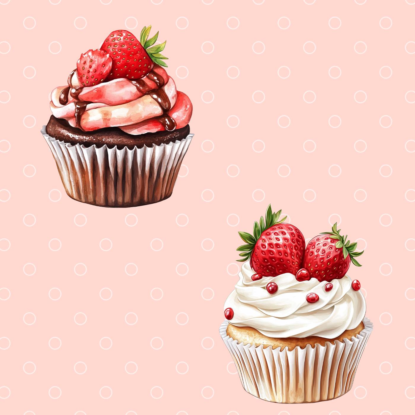 16 PNG Strawberry Cupcakes Watercolor Clipart Srrawberry Dessert Pink ...