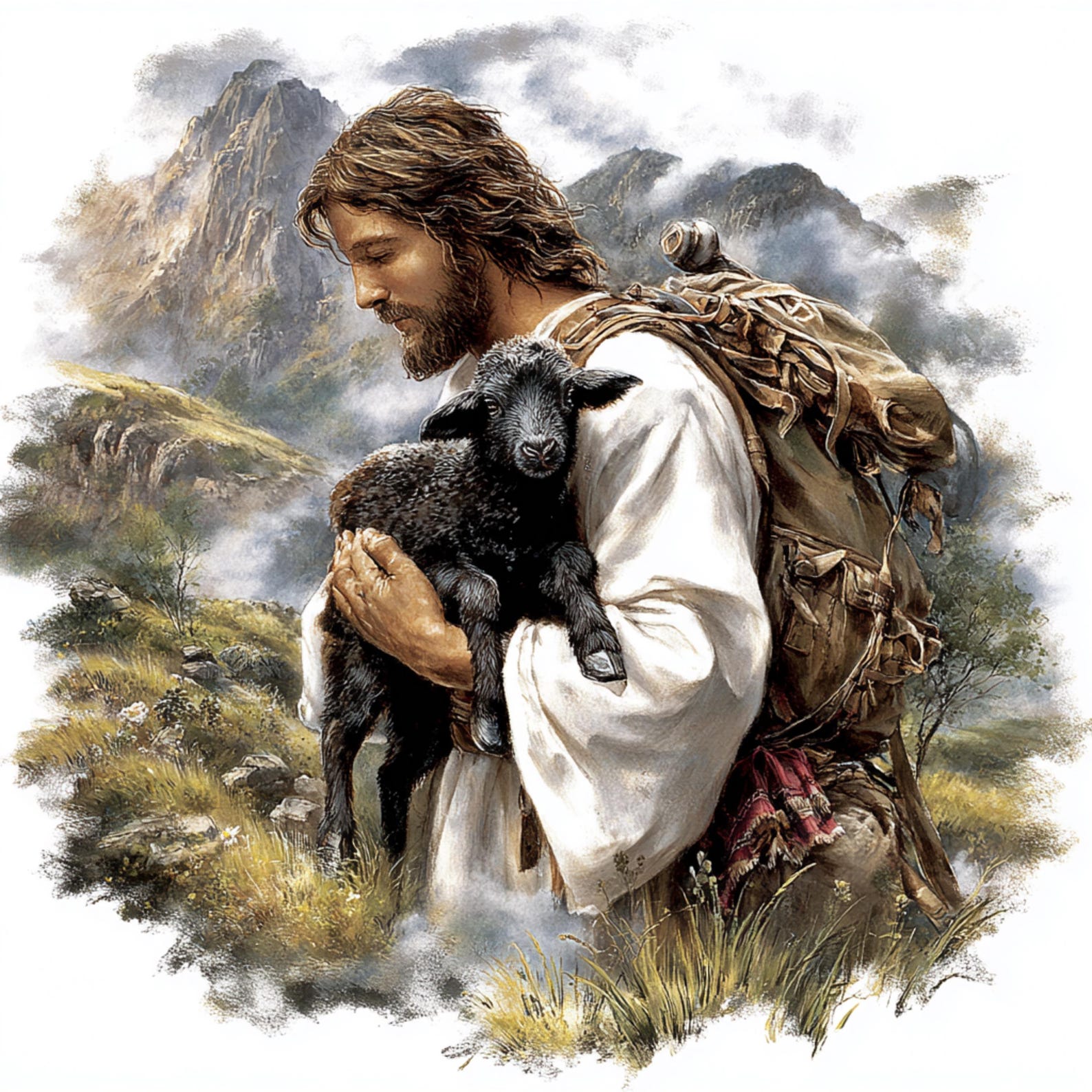 18 PNG Jesus Shepherding Sheep Jesus Christ Clipart Christian Bible Art ...