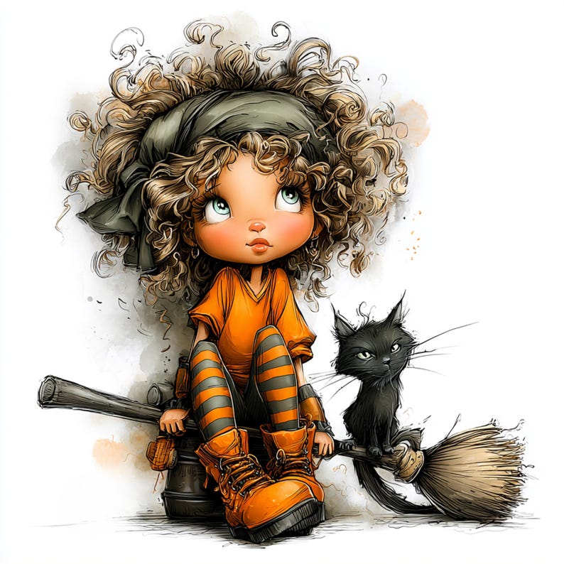 20 PNG Halloween Girl Clipart Cute Fall Cute Witch Gir Funny Fall Girl ...