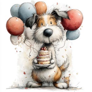 18 PNG Dog Birthday Clipart Cartoon Puppy Art Birthday Party Clipart ...