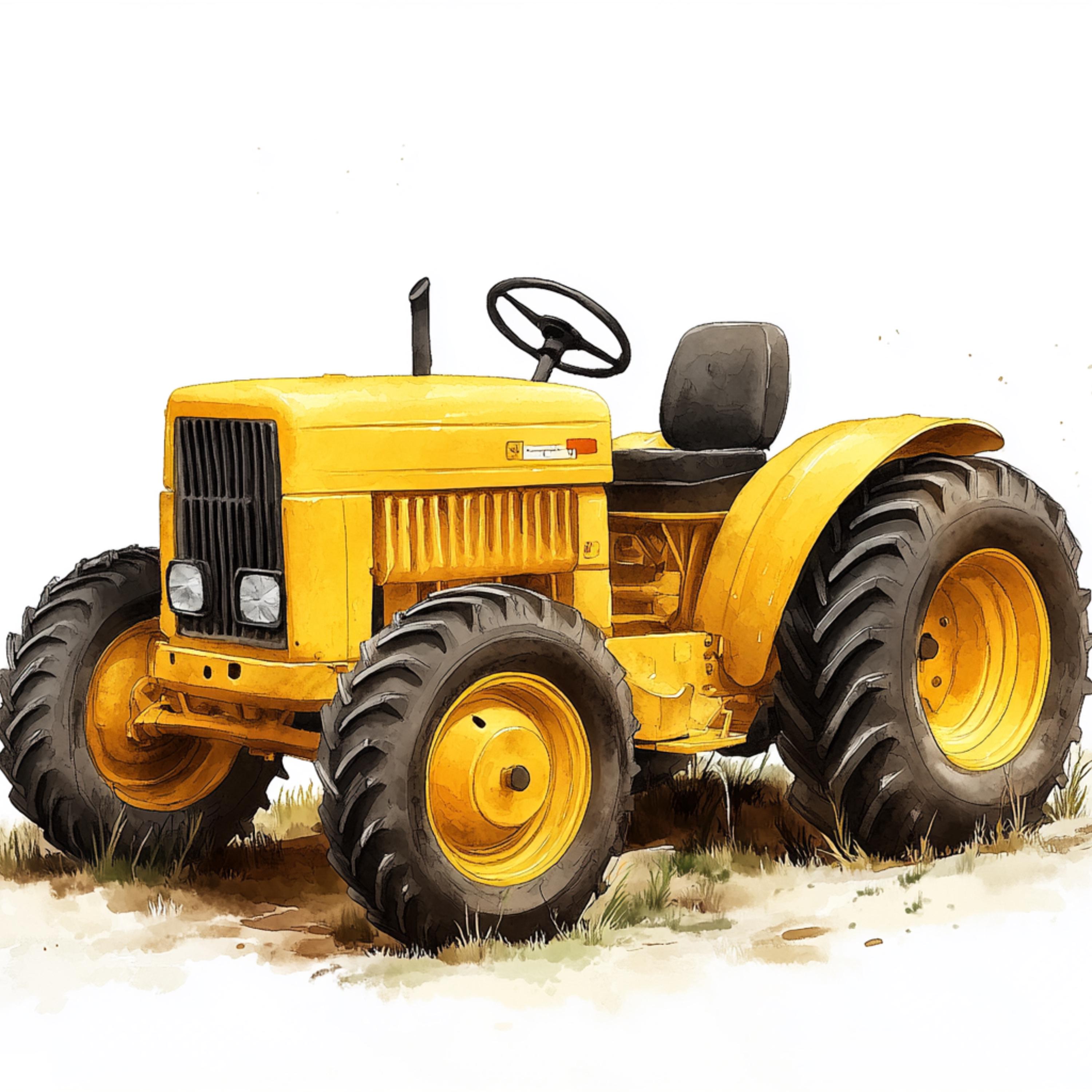 18 PNG Yellow Tractor Clipart Rustic Tractor Graphics Agricultural ...