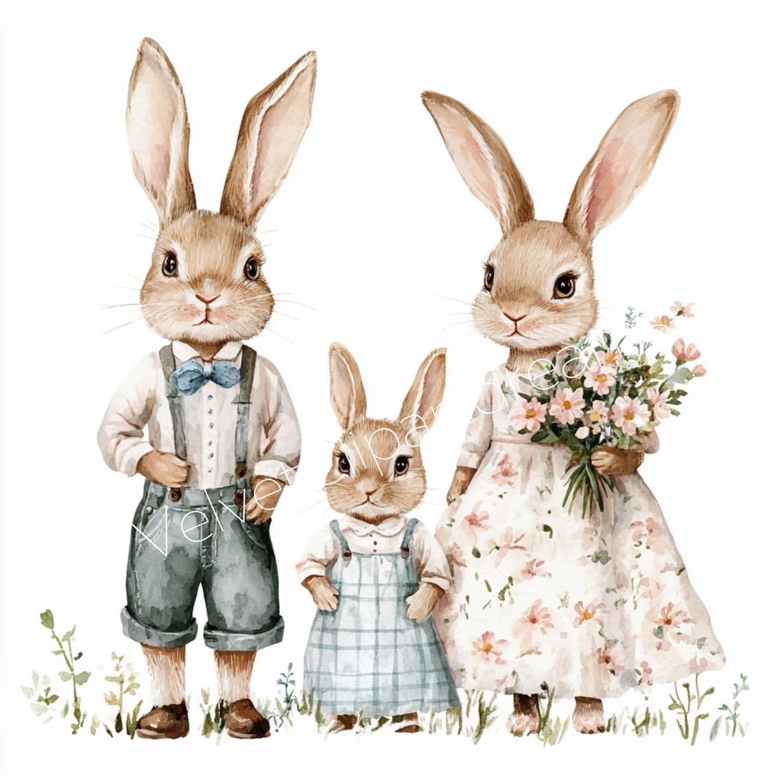 17 Family Rabit Clipart Watercolor Easter Bunny Spring Clipart High ...