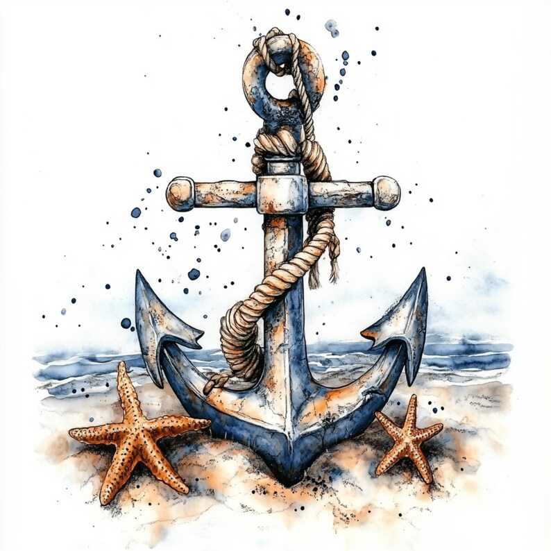 15 PNG Anchor Clipart Nautical Printable Clipart Summer Beach Clipar ...