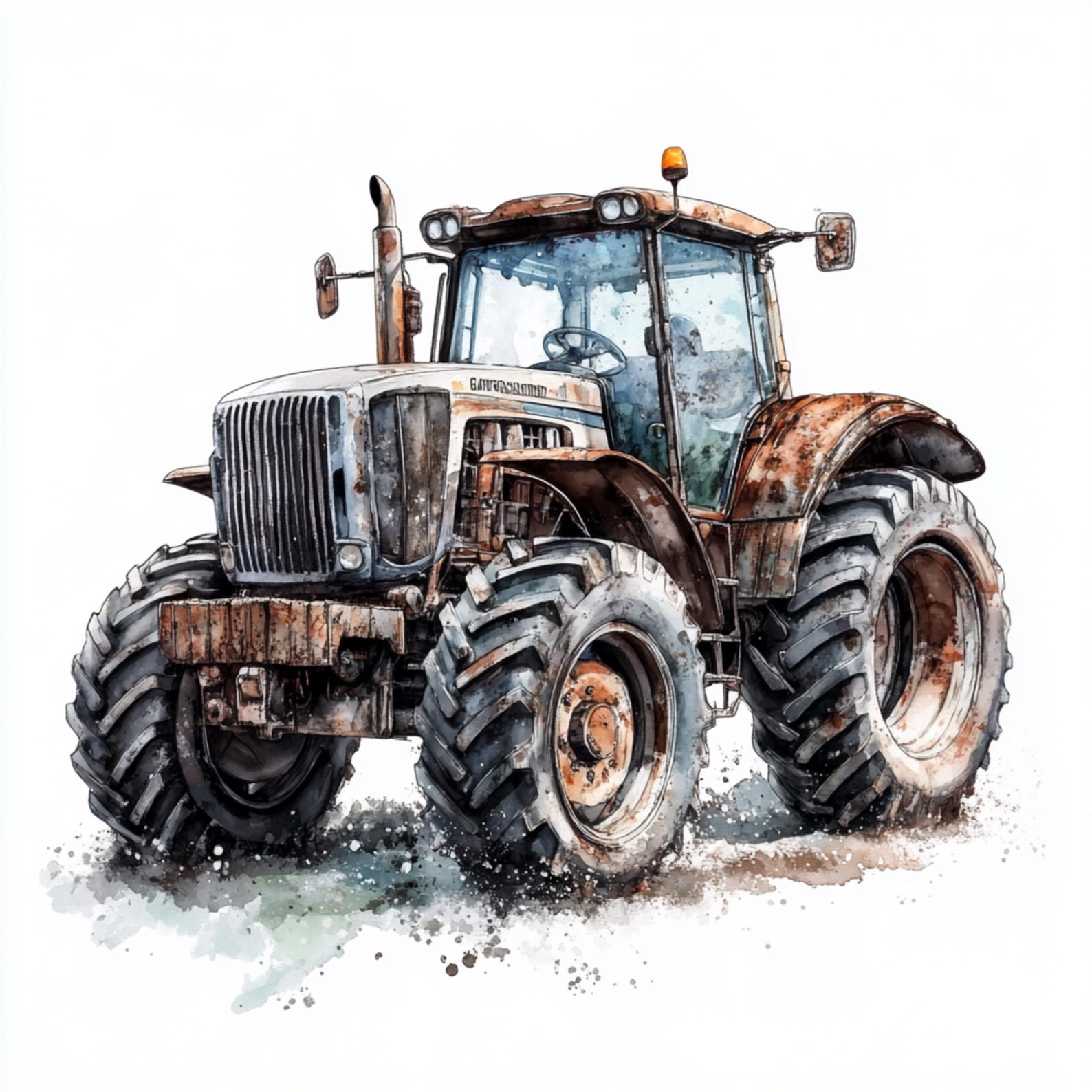 12 PNG Watercolor Tractor Clipart Rustic Tractor Graphics Agricultural ...
