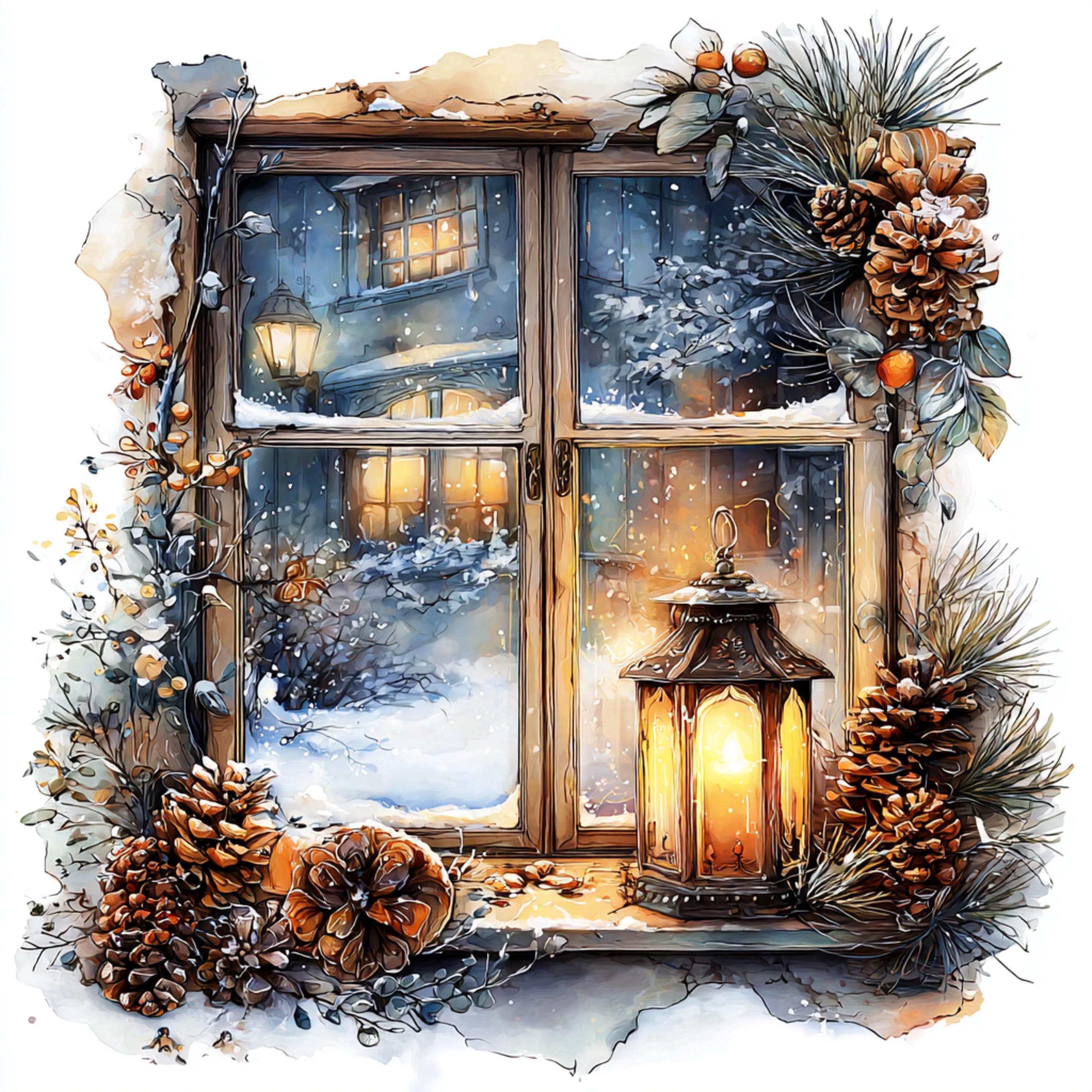 16 PNG Christmas Winter Window Winter Landscape Snowy Landscape Winter ...