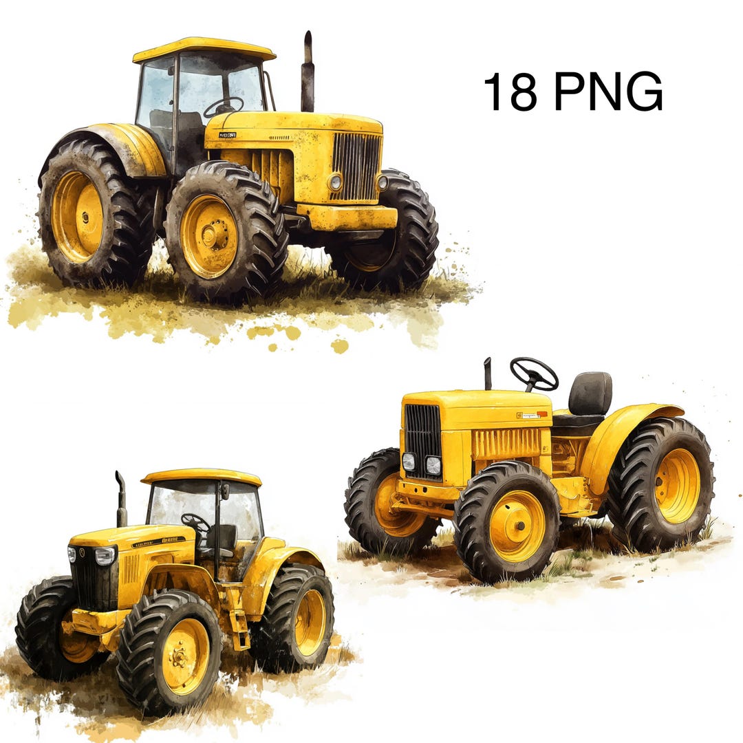18 PNG Yellow Tractor Clipart Rustic Tractor Graphics Agricultural ...