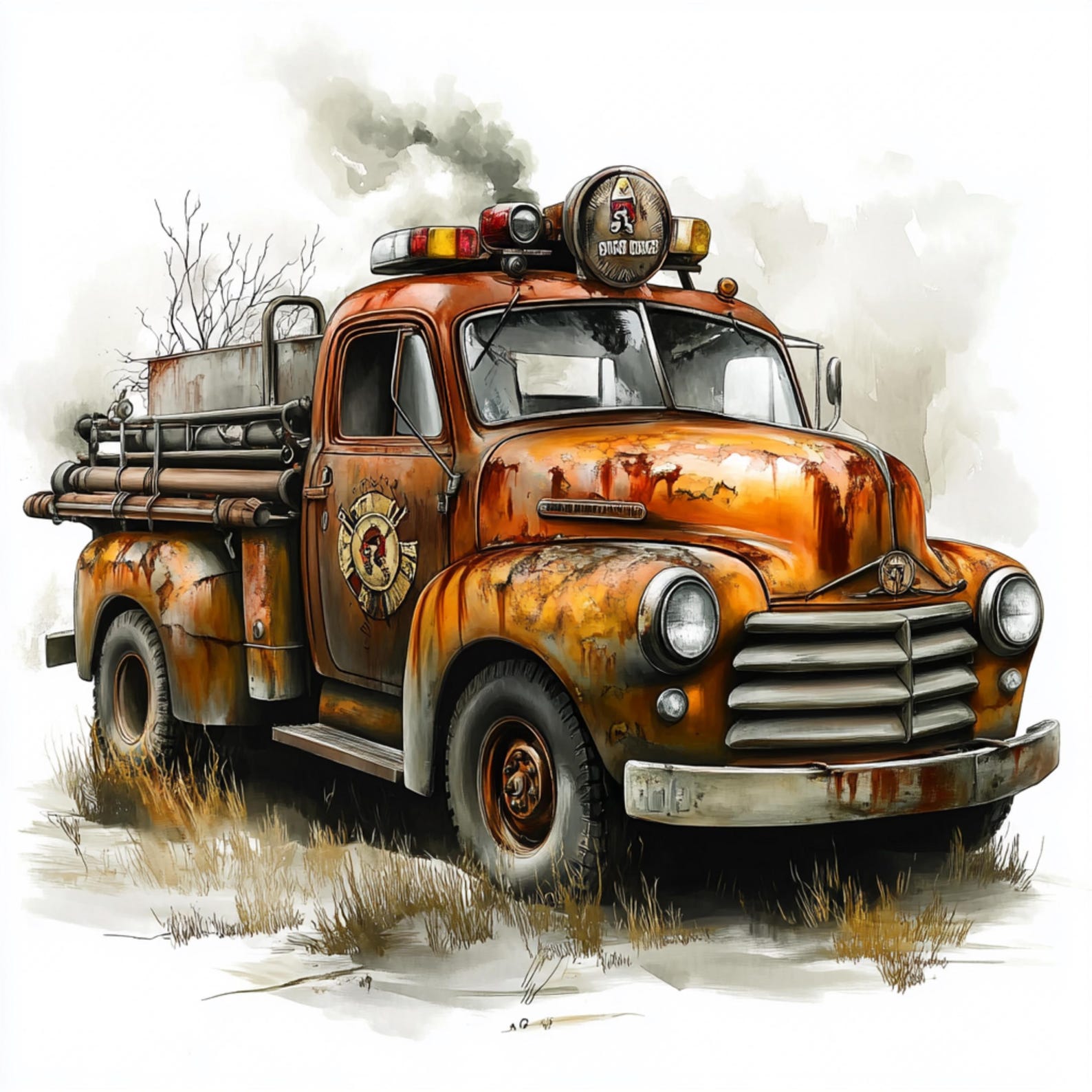 16 PNG Retro Firetruck Clipart Vintage Fire Truck Digital Paper Craft ...