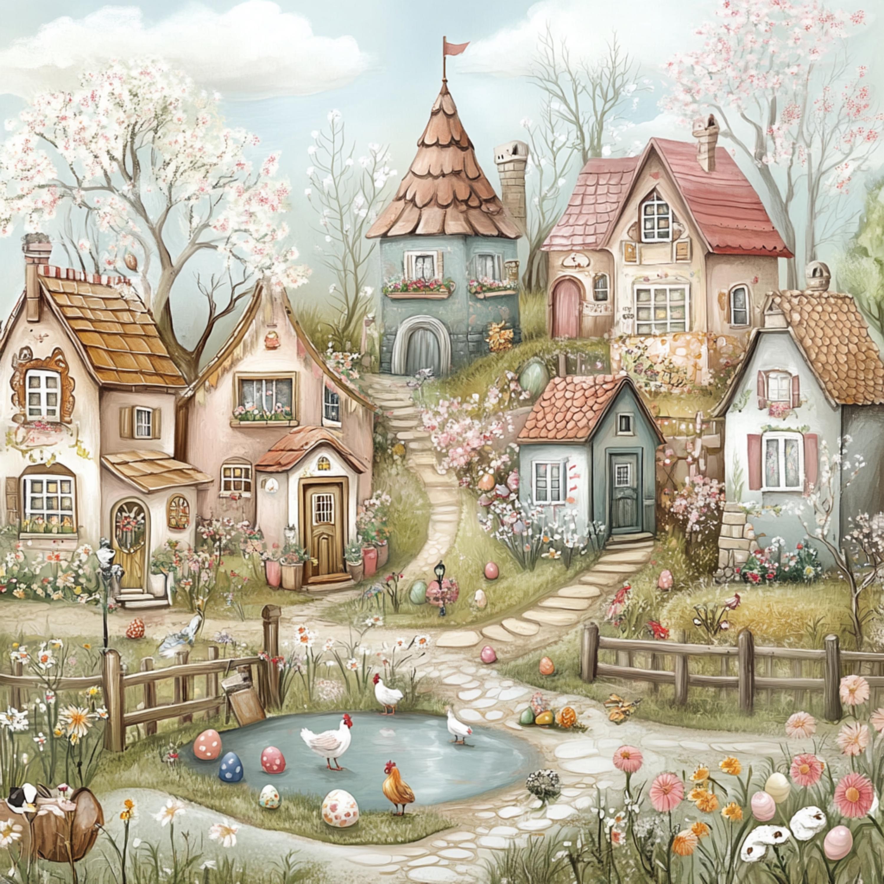 13 PNG Whimsical Spring Village Clipart Fairy Village Printable ...