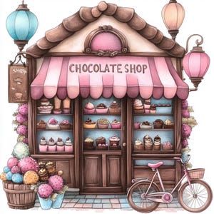 14 PNG Shocolate Shop Clipart Watercolor Shocolate Store Scrapbook ...