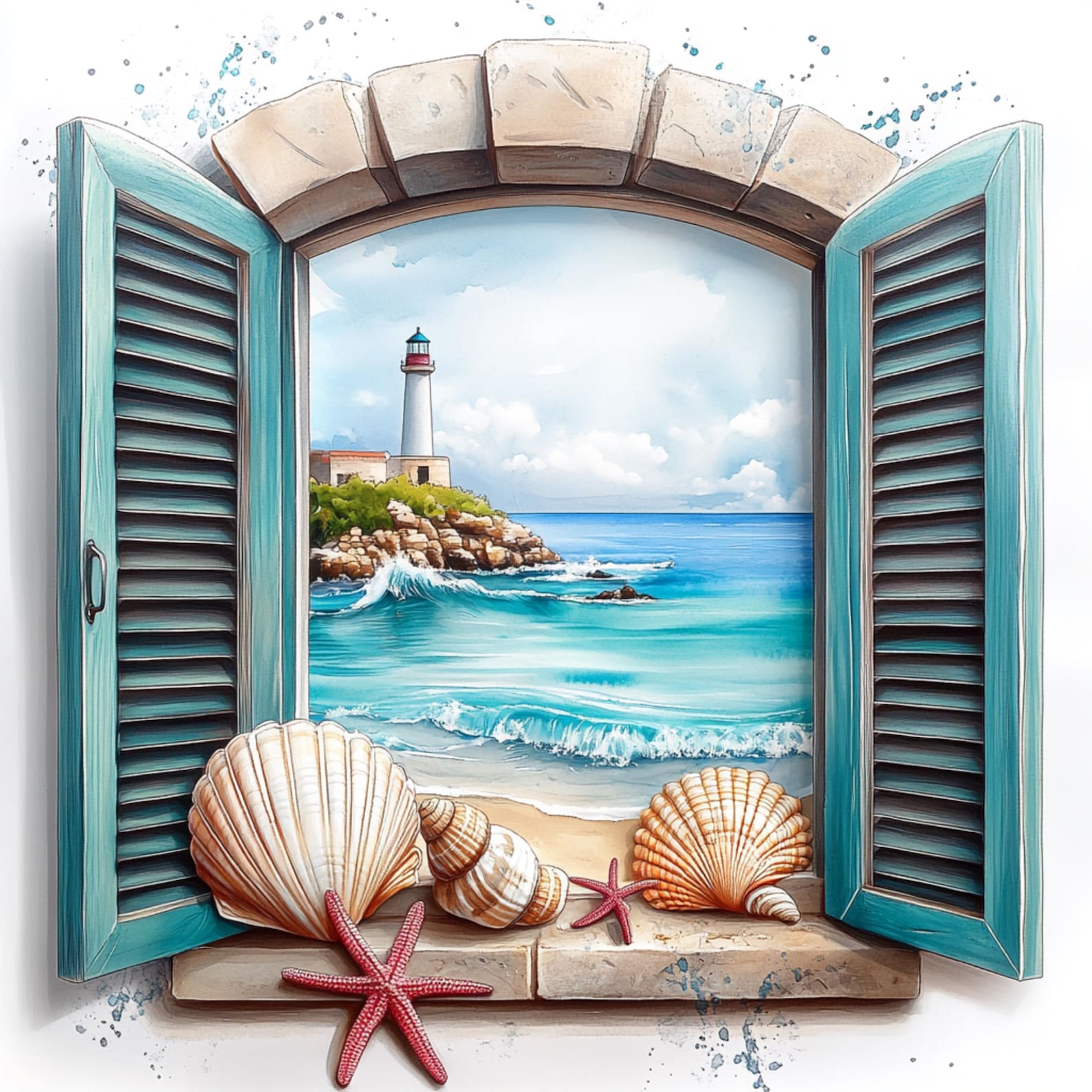 16 PNG Window Ocean View Clipart Watercolor Window Sea Scenery Window ...