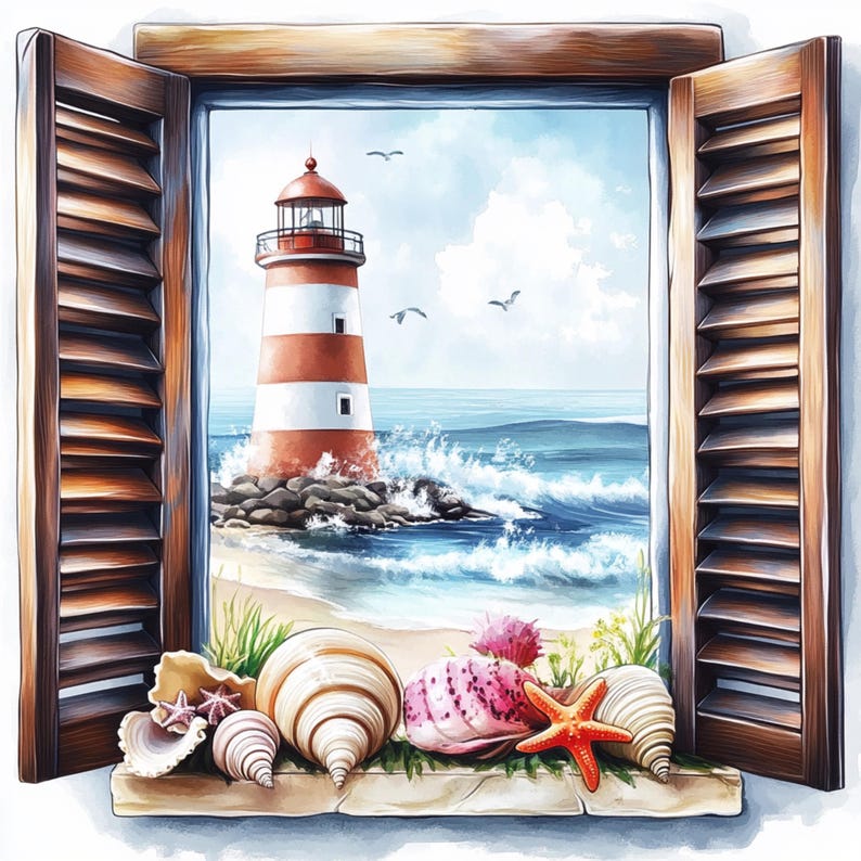 16 PNG Window Ocean View Clipart Watercolor Window Sea Scenery Window ...