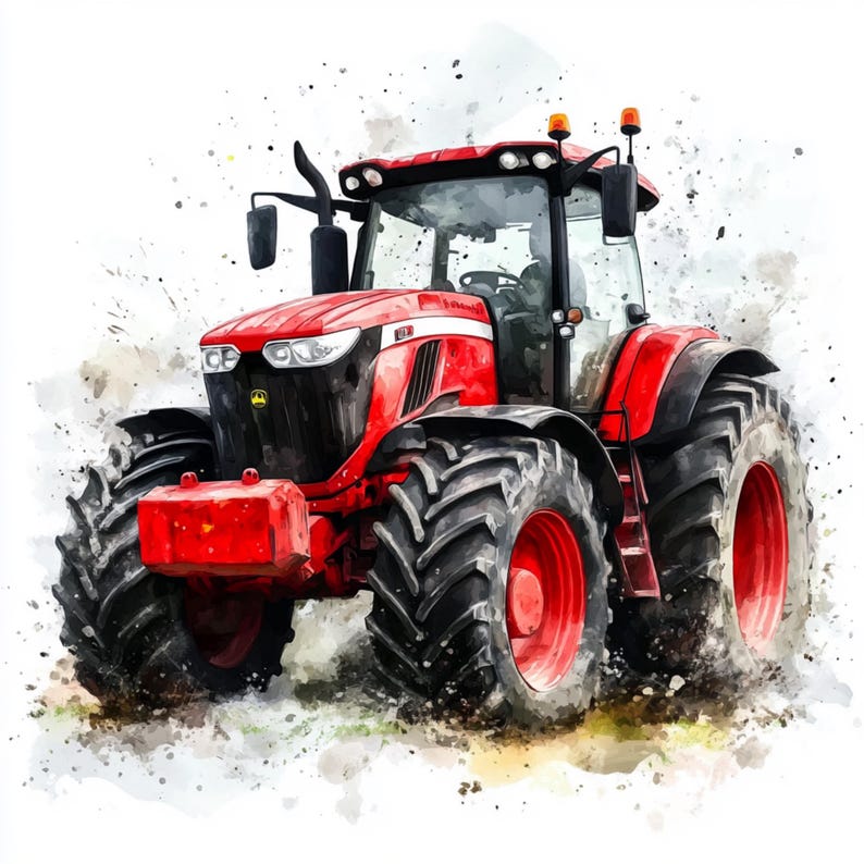 12 PNG Watercolor Tractor Clipart Rustic Tractor Graphics Agricultural ...