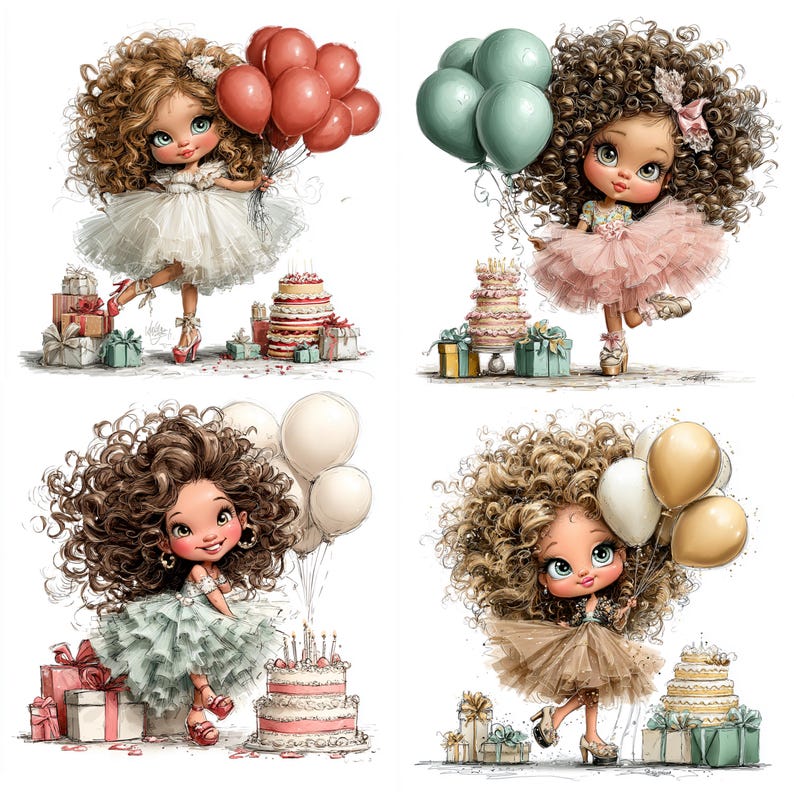20 PNG Birthday Girl Clipart Birthday Cake Balloons Birthday Girl Party ...