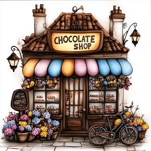 14 PNG Shocolate Shop Clipart Watercolor Shocolate Store Scrapbook ...