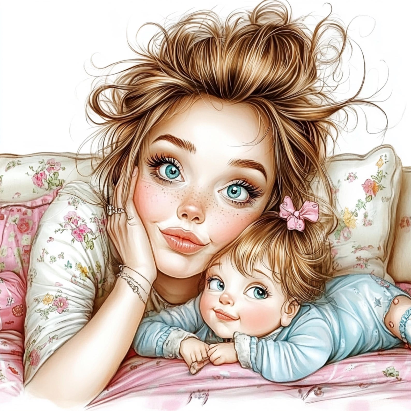 15 PNG Watercolor Mother's Day Clipart Mom and Baby Mother Clipart Card ...