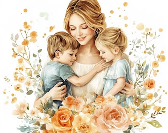 23 PNG Watercolor Mother's Day Clipart Mom and Baby Clipart Mother ...