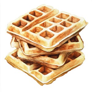 16 PNG Waffle Watercolor Clipart on Transparent Background Dessert PNG ...