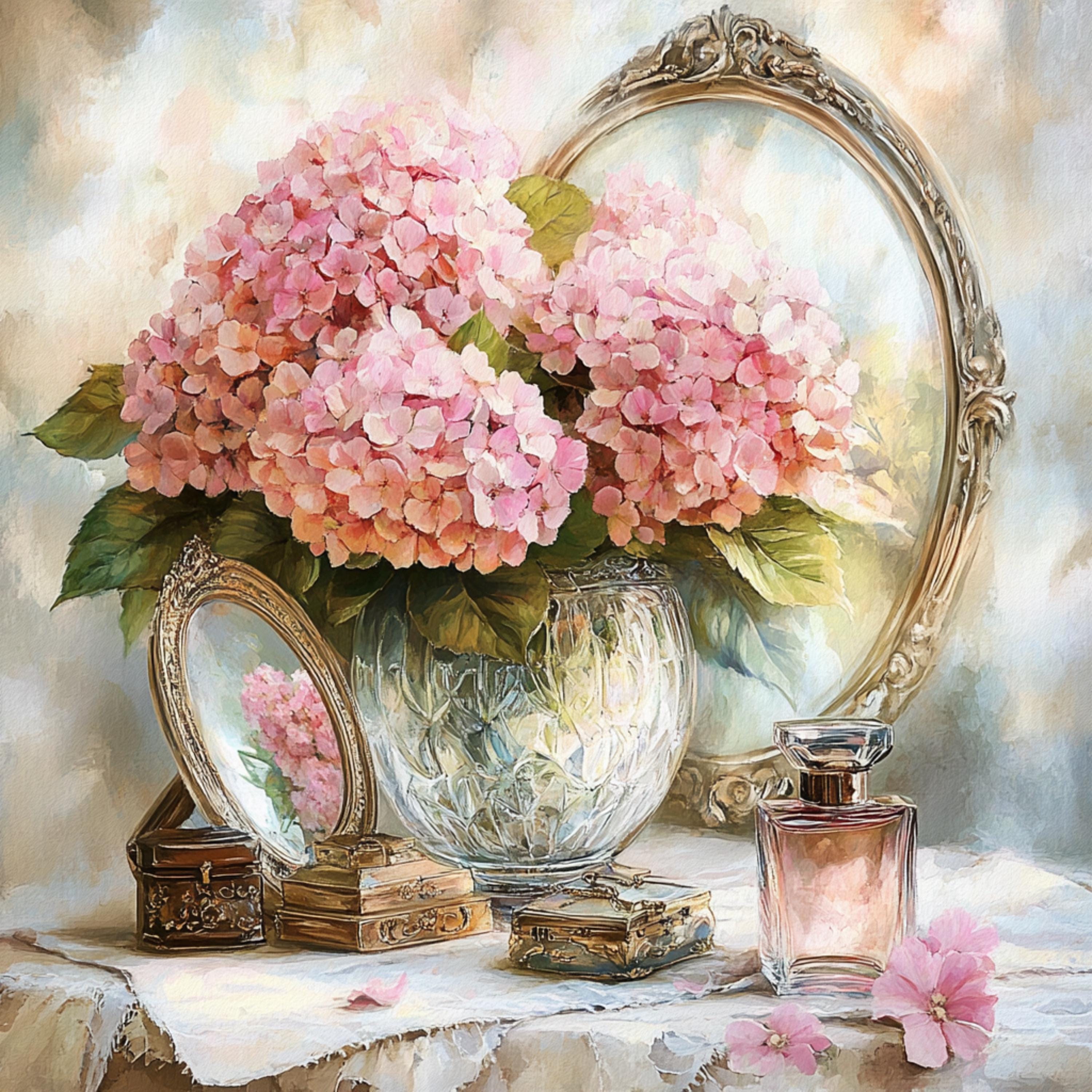 20 PNG Watercolor Shaby Chic Hydrangeas in a Vase Clipart Scrapbook ...