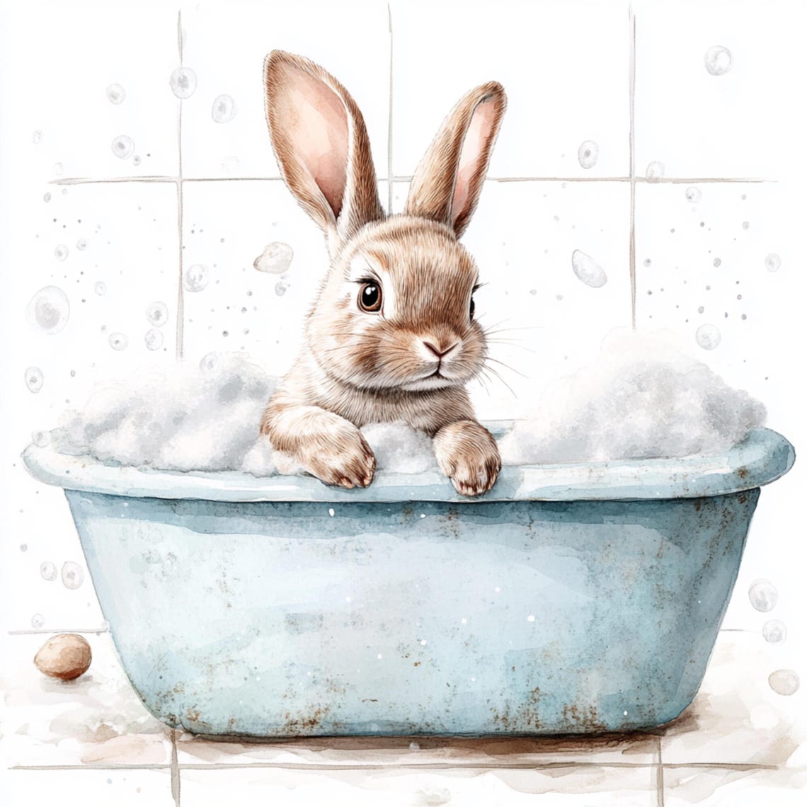 12 PNG Bunny in Bathtub Clipart Bundle Watercolor Bunny Washing Digital ...