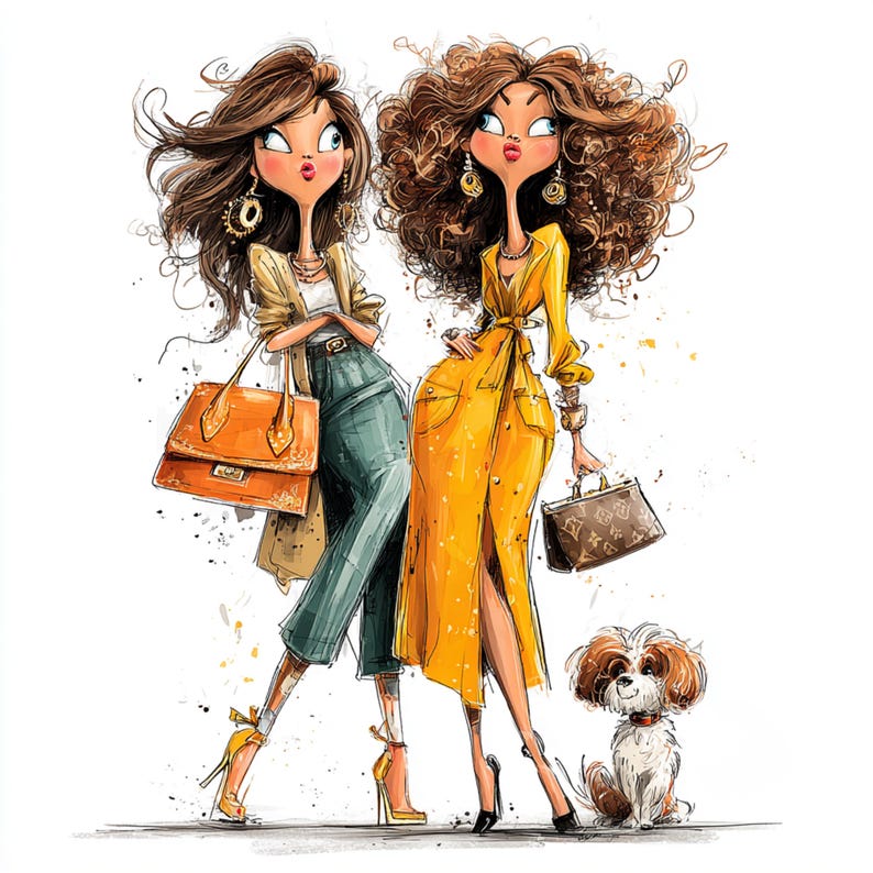 16 PNG Watercolour Fashion Girls Clipart Bench Friends Fashion ...