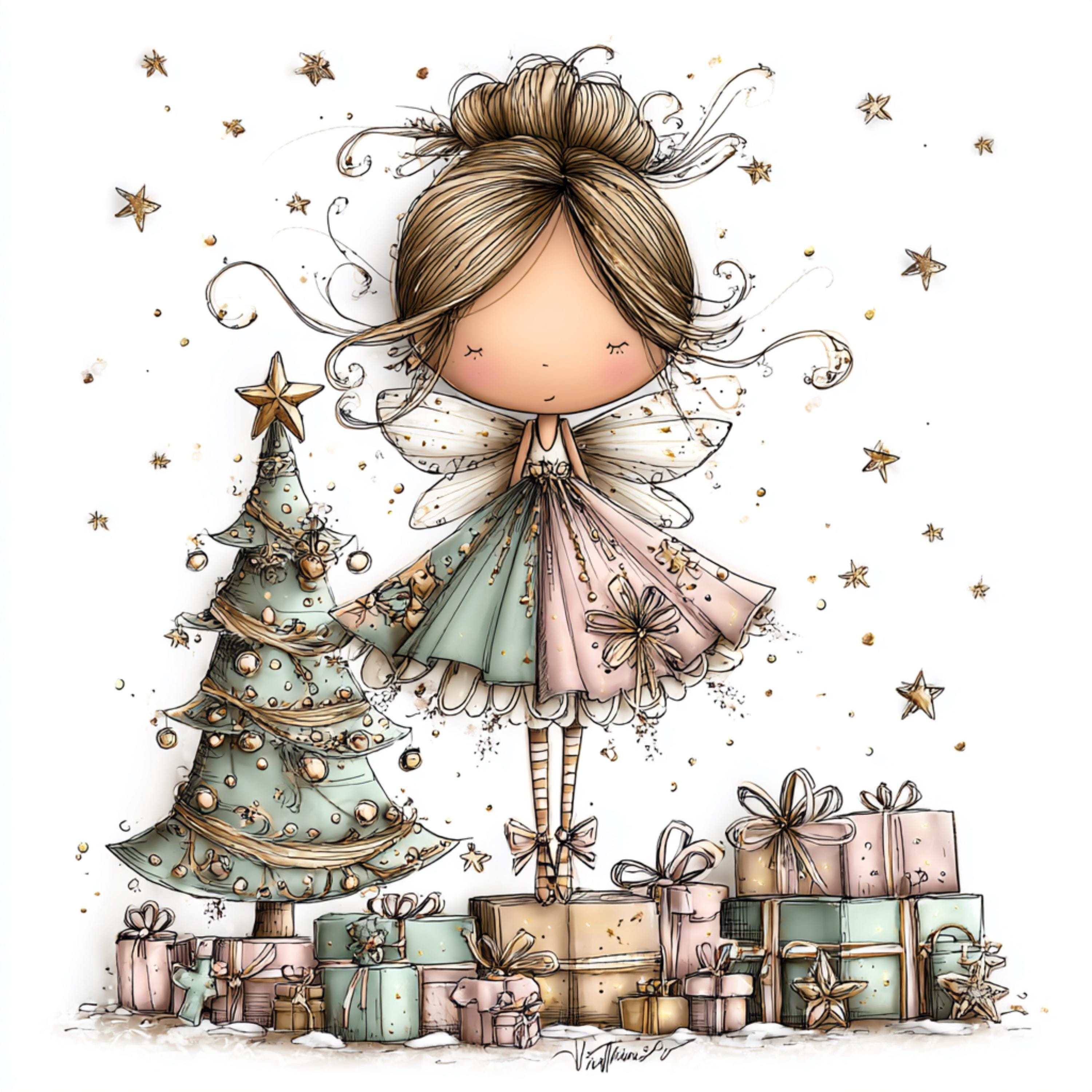 16 PNG Holiday Fairy Clipart Christmas Little Girl Christmas Cartoon ...