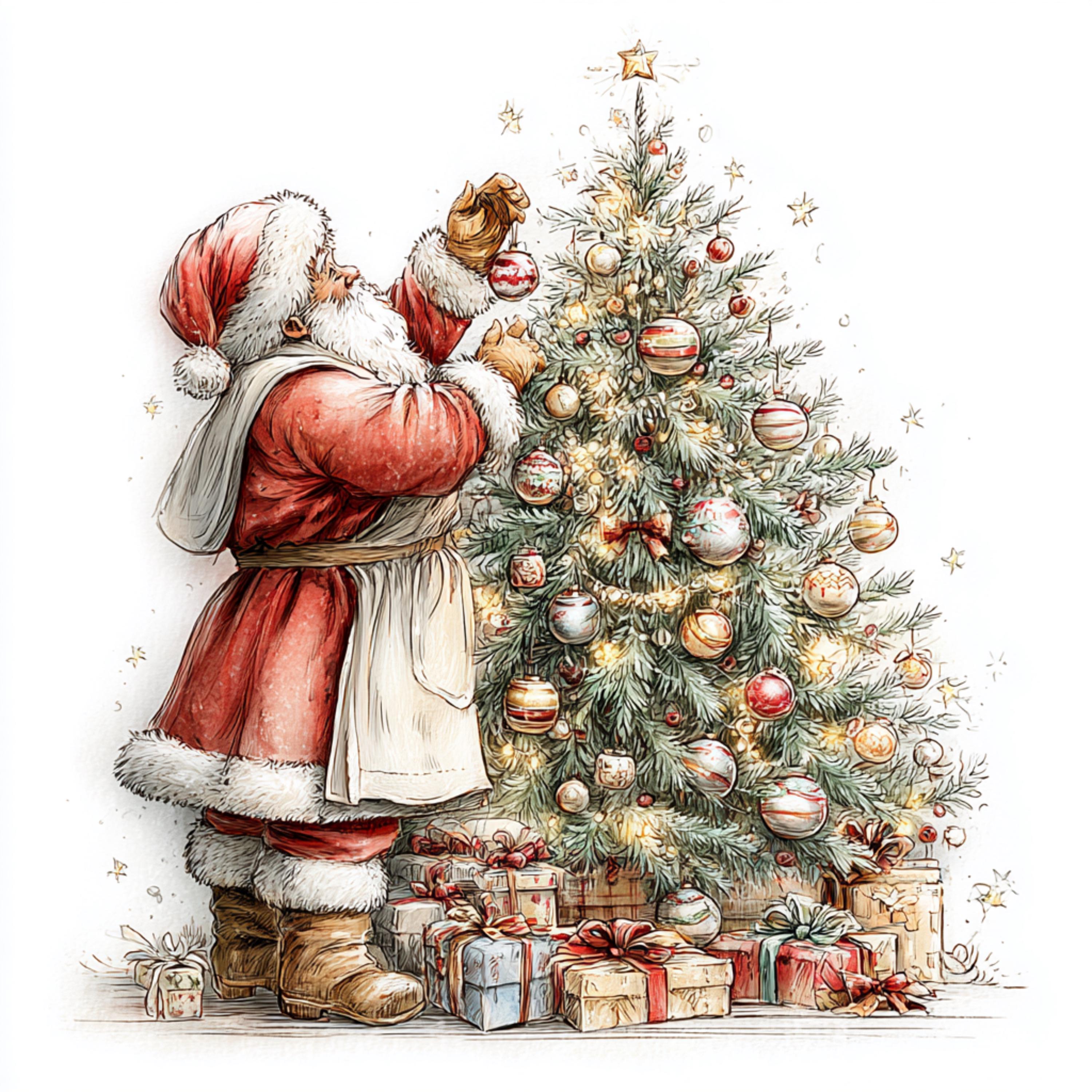 14 PNG Cute Santa Claus Christmas Tree Clipart Christmas Card Printable ...
