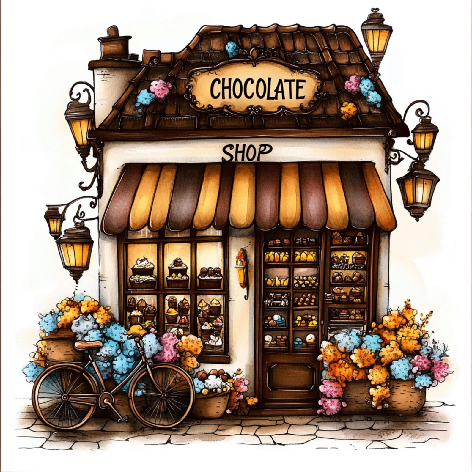 14 PNG Shocolate Shop Clipart Watercolor Shocolate Store Scrapbook ...