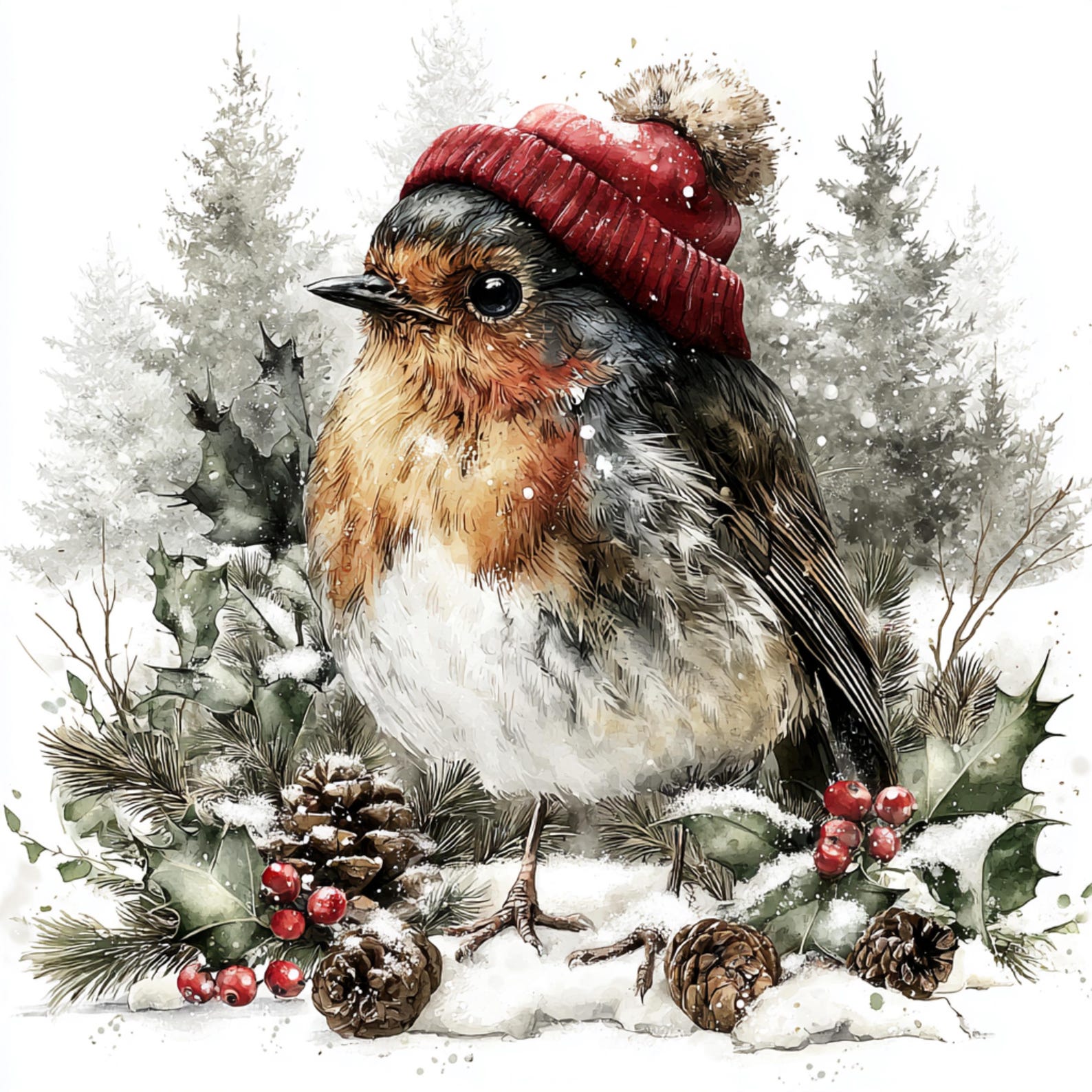 15 PNG Winter Robin Christmas Clipart Winter Bird Holiday Decorations ...