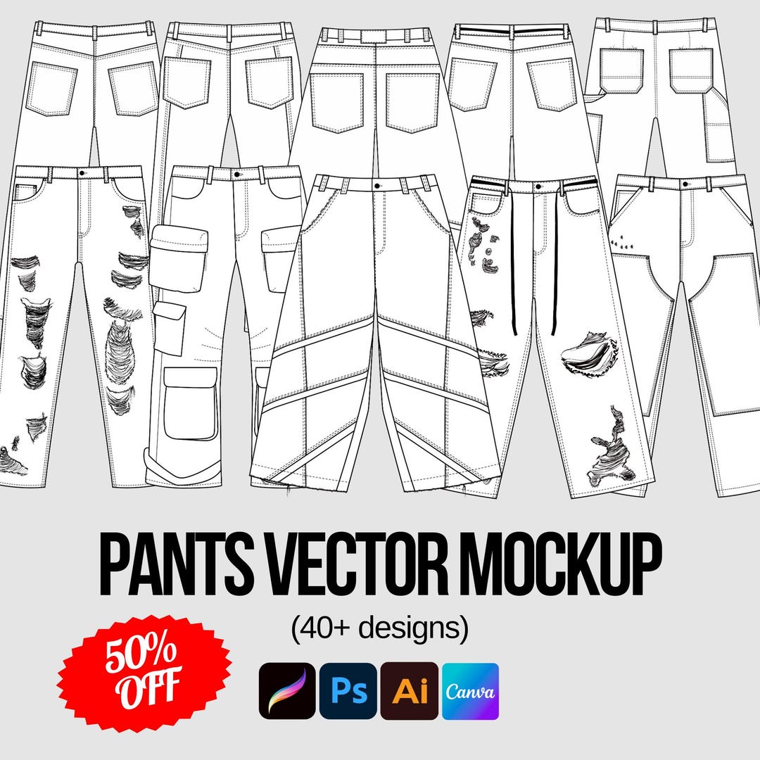 Pants Mockup Vector Templates, 40+ Designs (PDF) - Etsy
