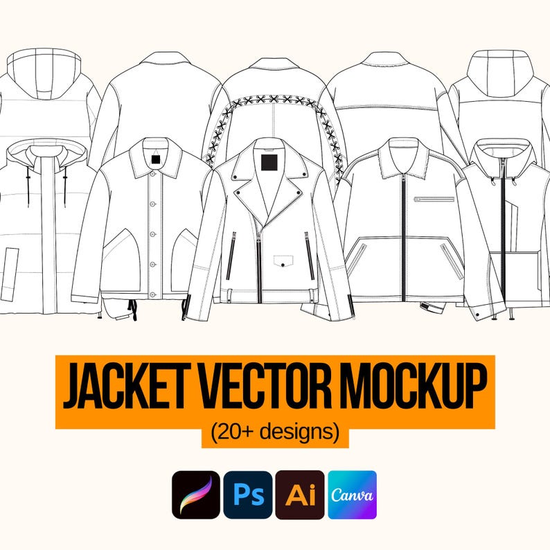 Jackets Vector Mockup (20+ Designs, Front + Back) Vector Bundle Pack ...
