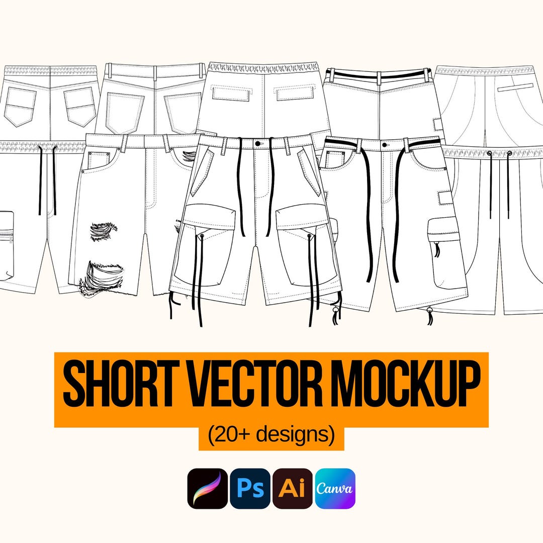 Shorts Vector Mockup Bundle, Streetwear Clothing Designs (digital ...