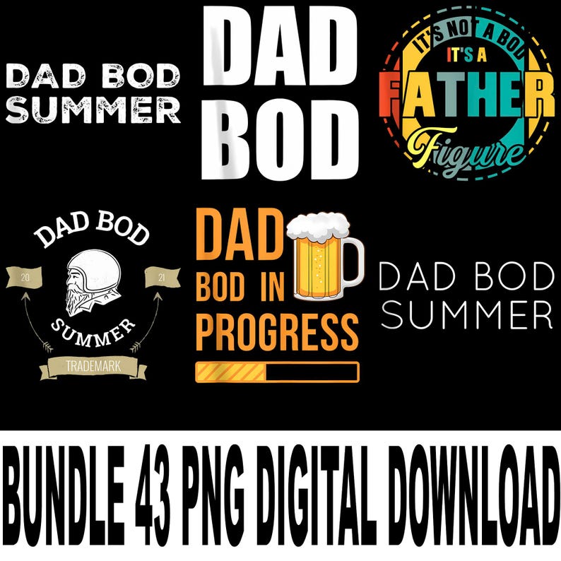 Dad Bod Summer PNG, Funny Father's Day Meme, Beach Body Humor Clipart ...