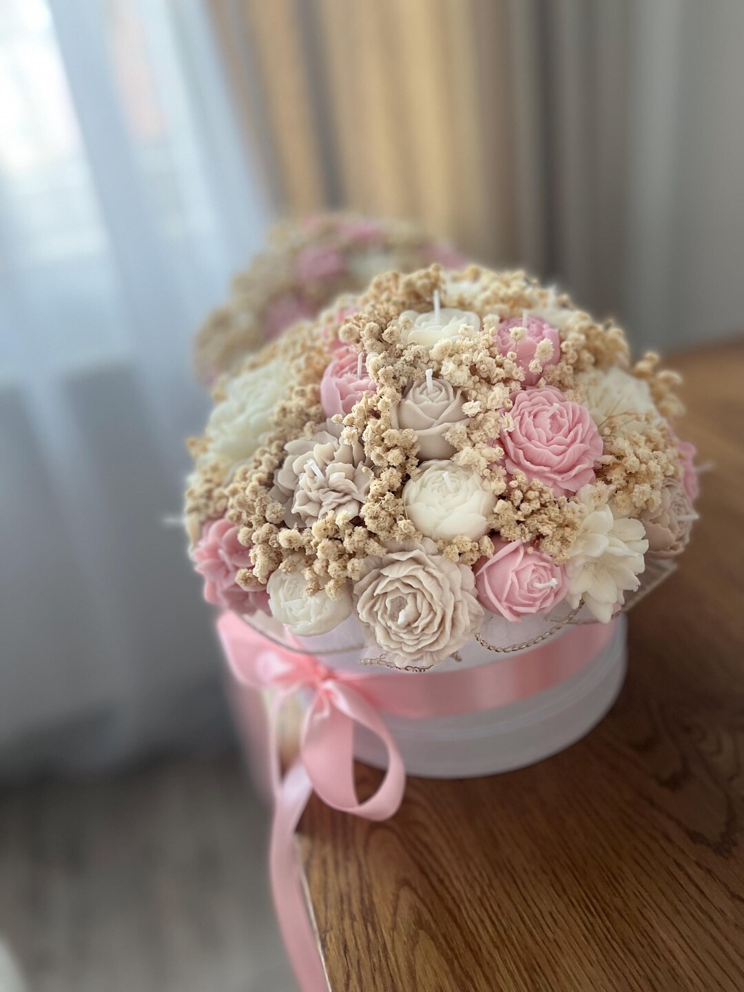 Decorative Soy Candle Flower Box - Handmade Floral Gift | Minimalist ...