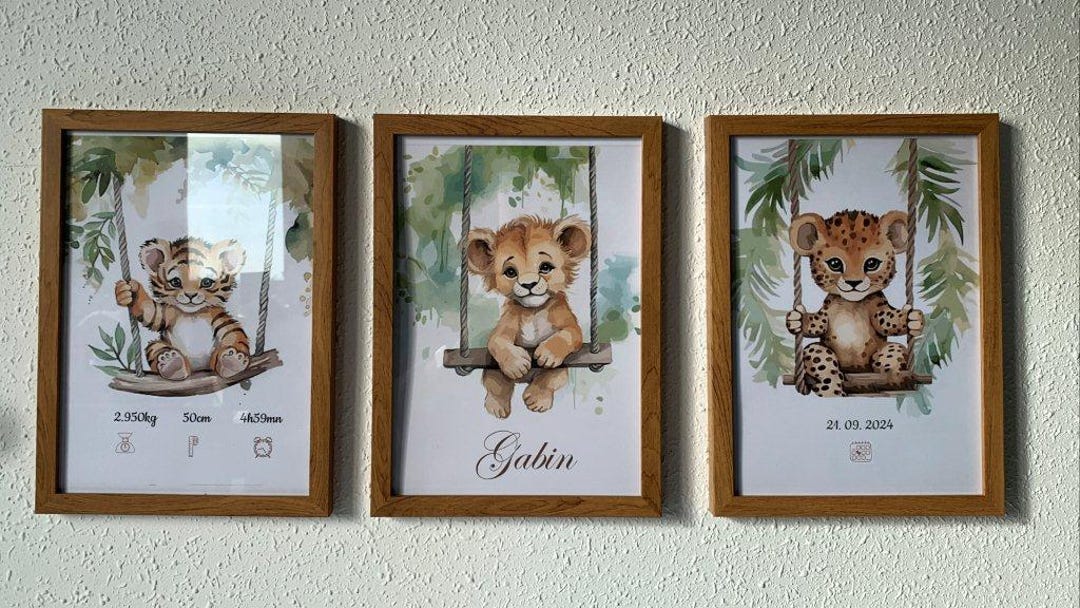 Set of 3 Children's First Name Posters With Frame - Etsy