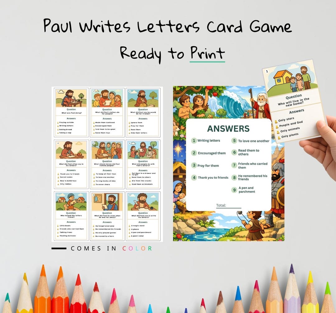 Paul Writes Letters Kids Bible Card Game | New Testament Letters ...