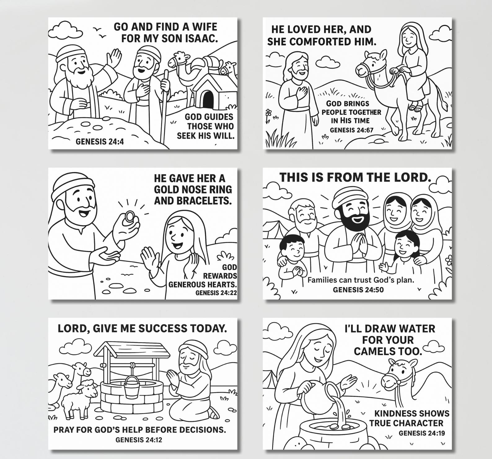Rebekah at the Well Coloring Pages Craft | Kids Bible Craft | Genesis ...