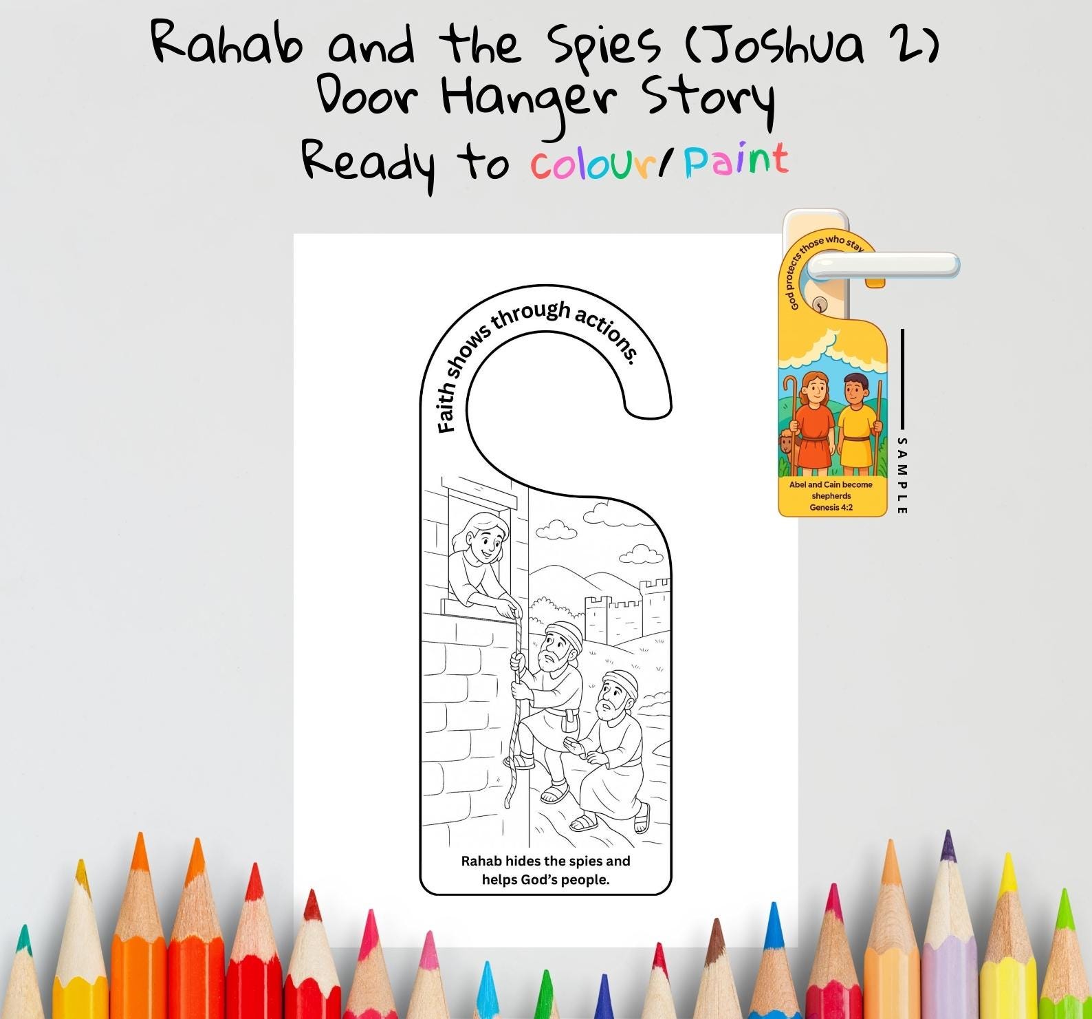 Rahab & the Spies Kids Bible Craft Door Hanger | Joshua 2 Coloring ...