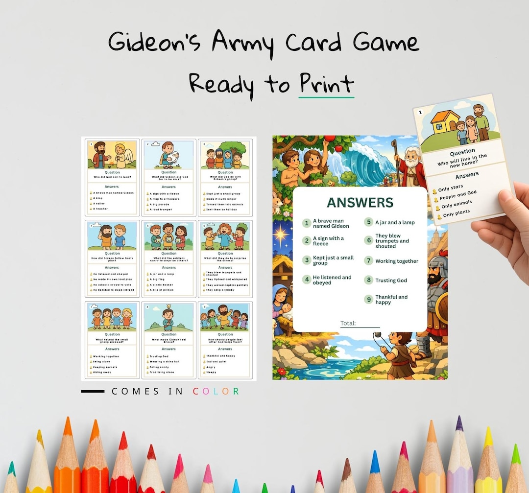 Gideon’s Army Kids Bible Card Game | Judges 7 Activity for Kids ...