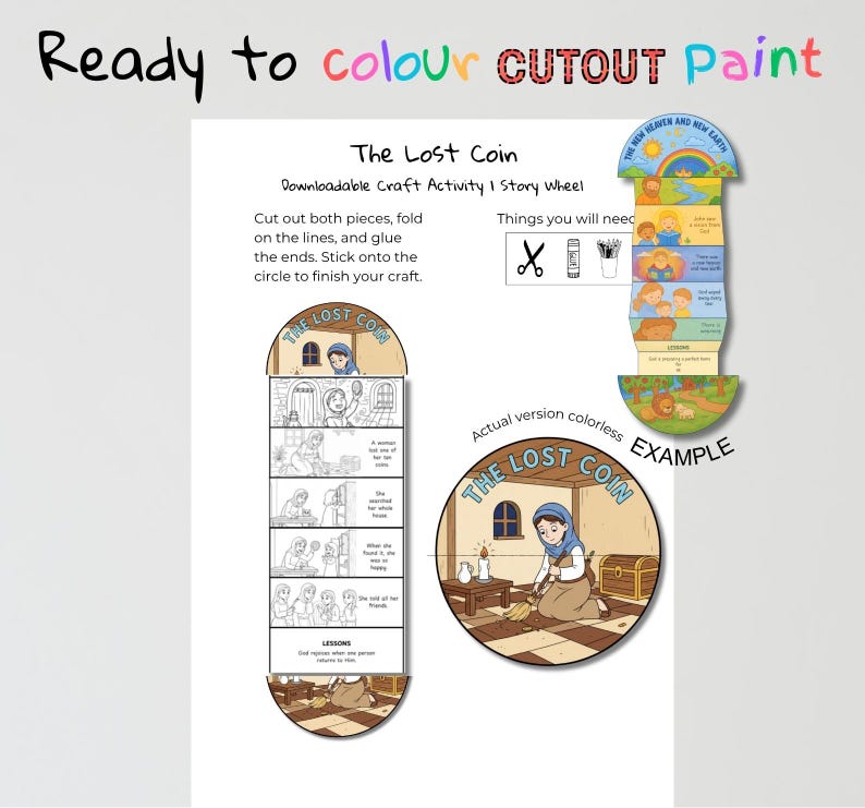 The Lost Coin Bible Craft | God’s Joy Lesson | Christian Coloring ...