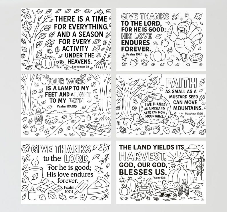 Funny Autumn Bible Verse Coloring Pages - Digital Download - Christian ...