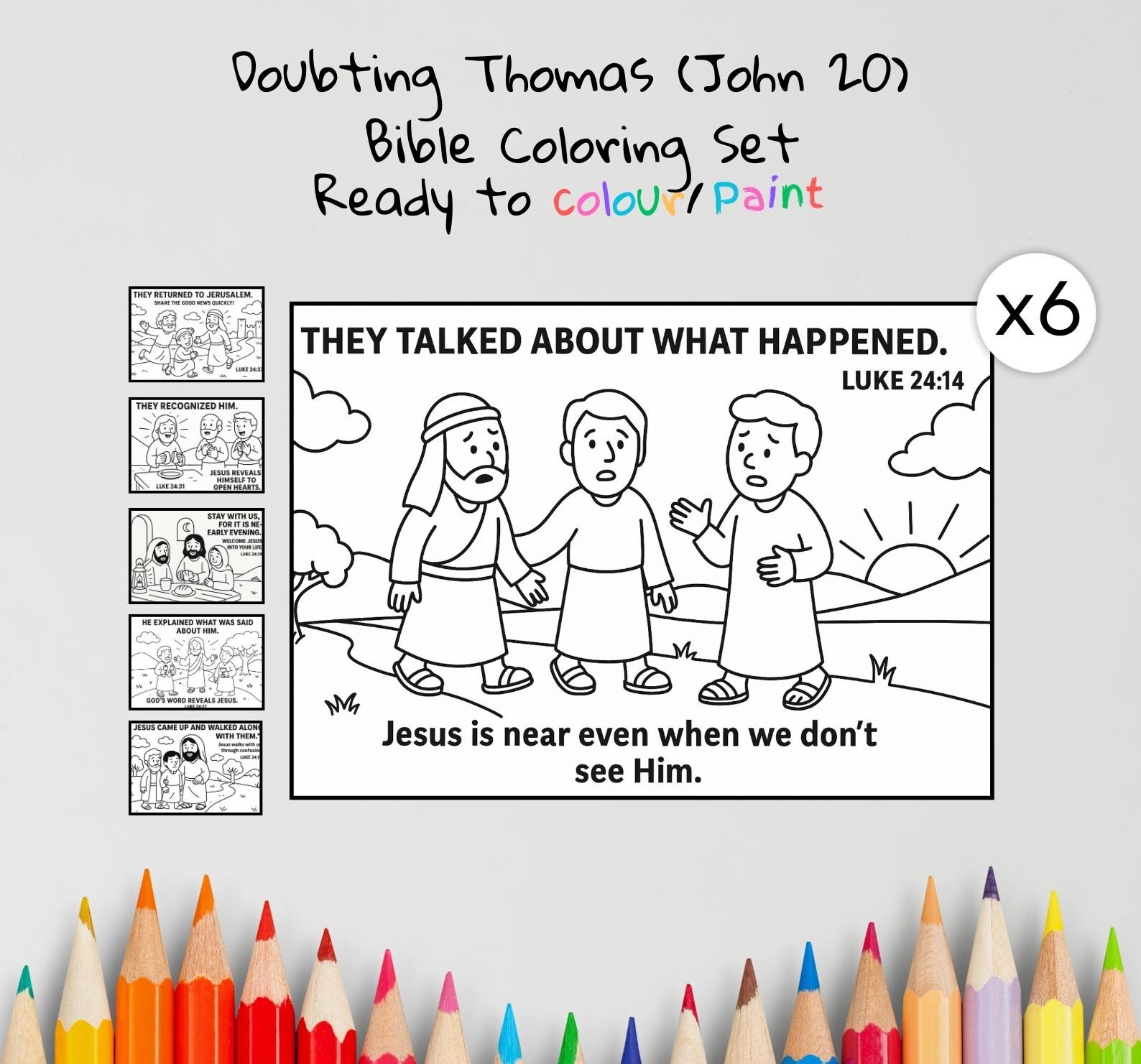 Doubting Thomas Coloring Pages Craft | Kids Bible Craft | John 20 ...
