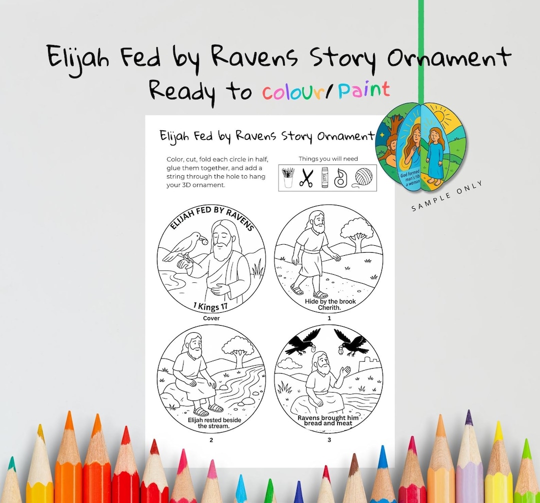 Elijah Fed by Ravens (1 Kings 17) | 3D Bible Story Ornament | Sunday ...