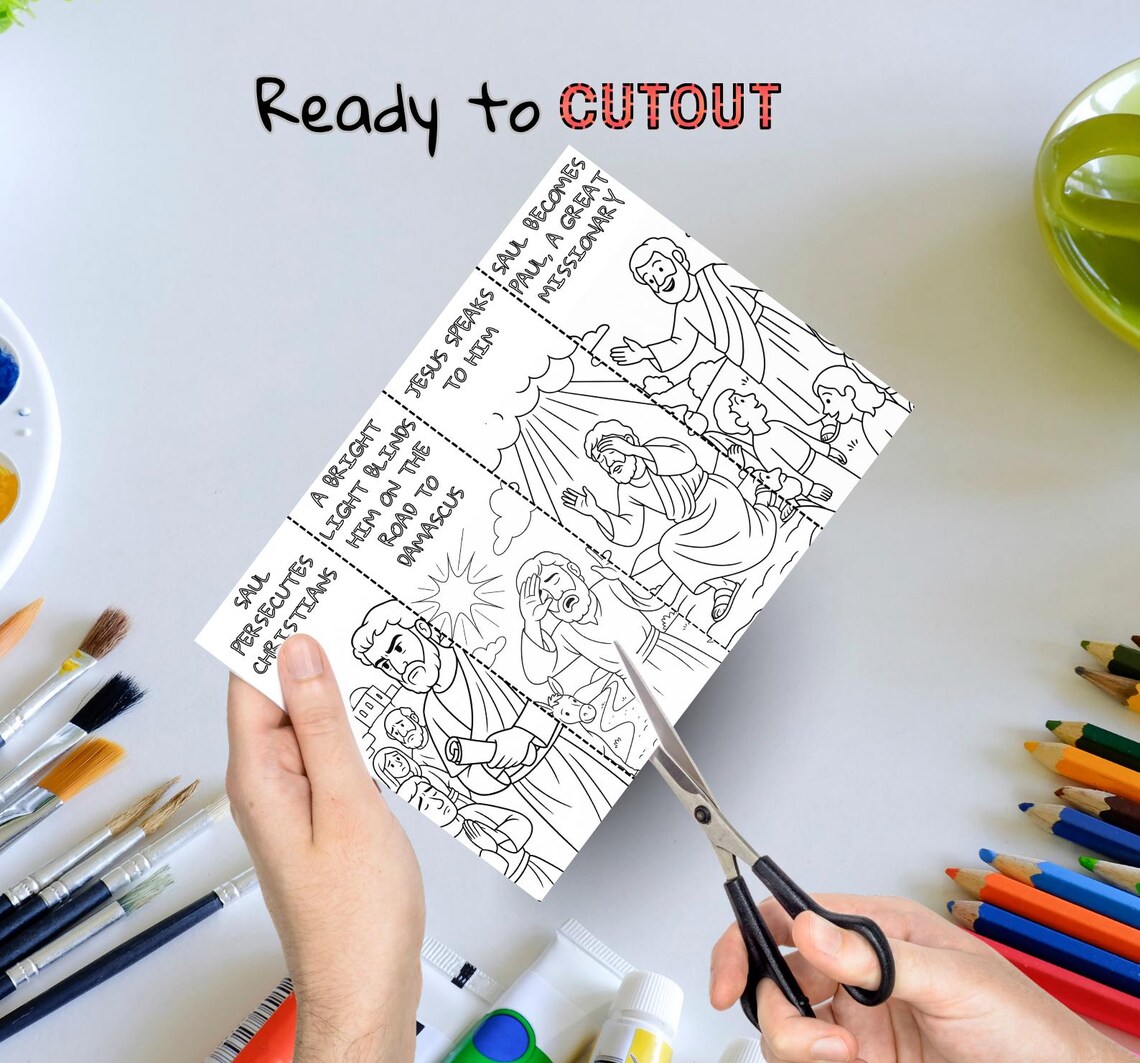 Saul’s Conversion Bookmark Set (4 Bookmarks) | Bible Story Coloring ...