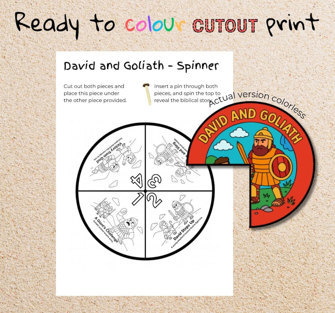 David and Goliath Coloring Wheel, Bible Story Craft for Kids, Courage ...