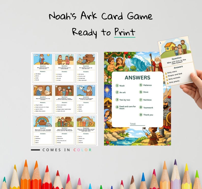 Noah’s Ark Kids Bible Card Game | Genesis 6–9 Activity for Kids ...